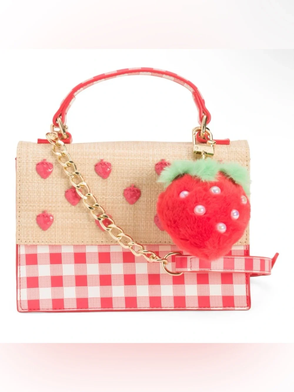 Betsey Johnson | Bags | Betsey Johnson Strawberry Gingham Satchel ...